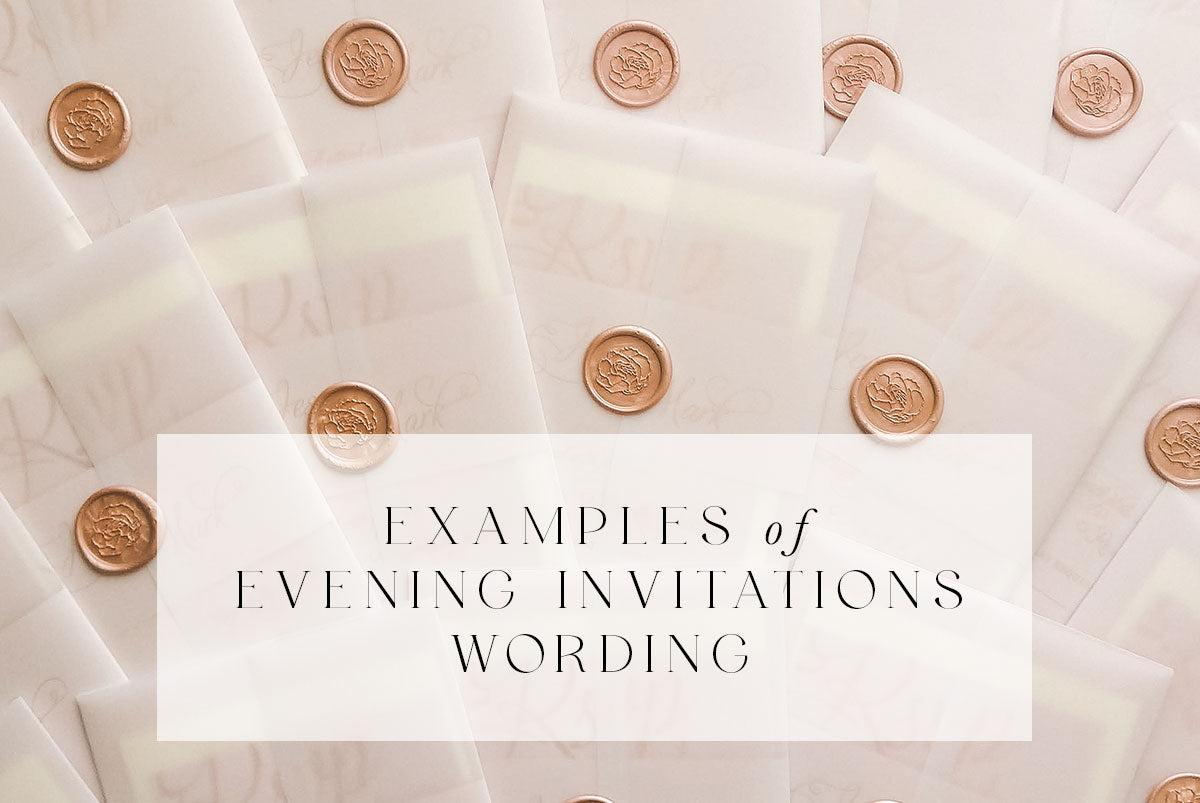 Examples of evening invitations wording for weddings – Blush and Gold