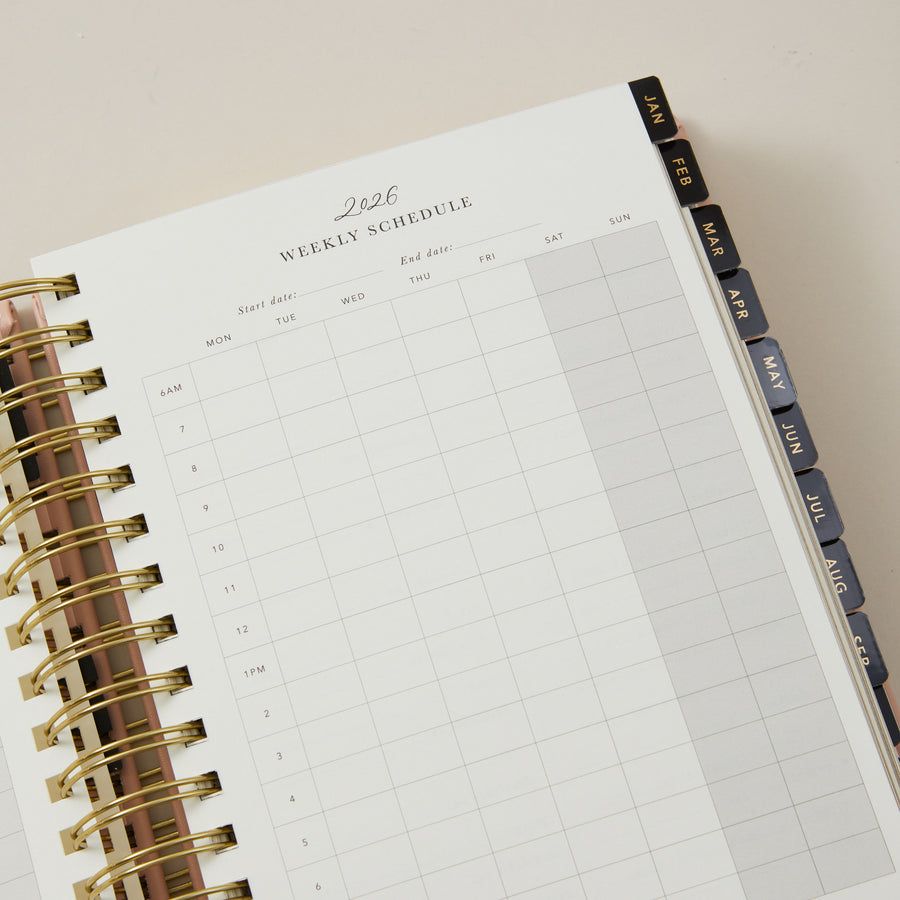 2026 Daily Planner - Daily Planner Tortoise Design – Blush and Gold