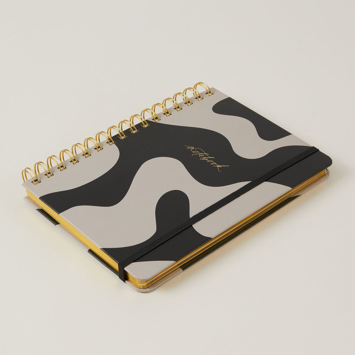 Luxury Notebook Curve Minimalist Lined Pages with Spiral – Blush and Gold